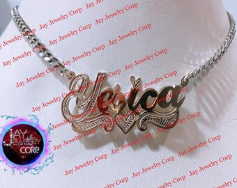 Double Name Plate Chain - Etsy