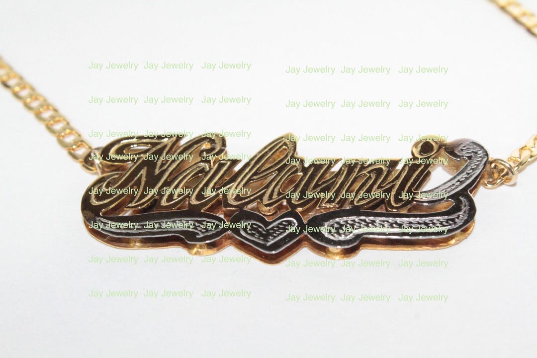 Personalized Double Name Plate Special Style Gold Plated Free Chain ...