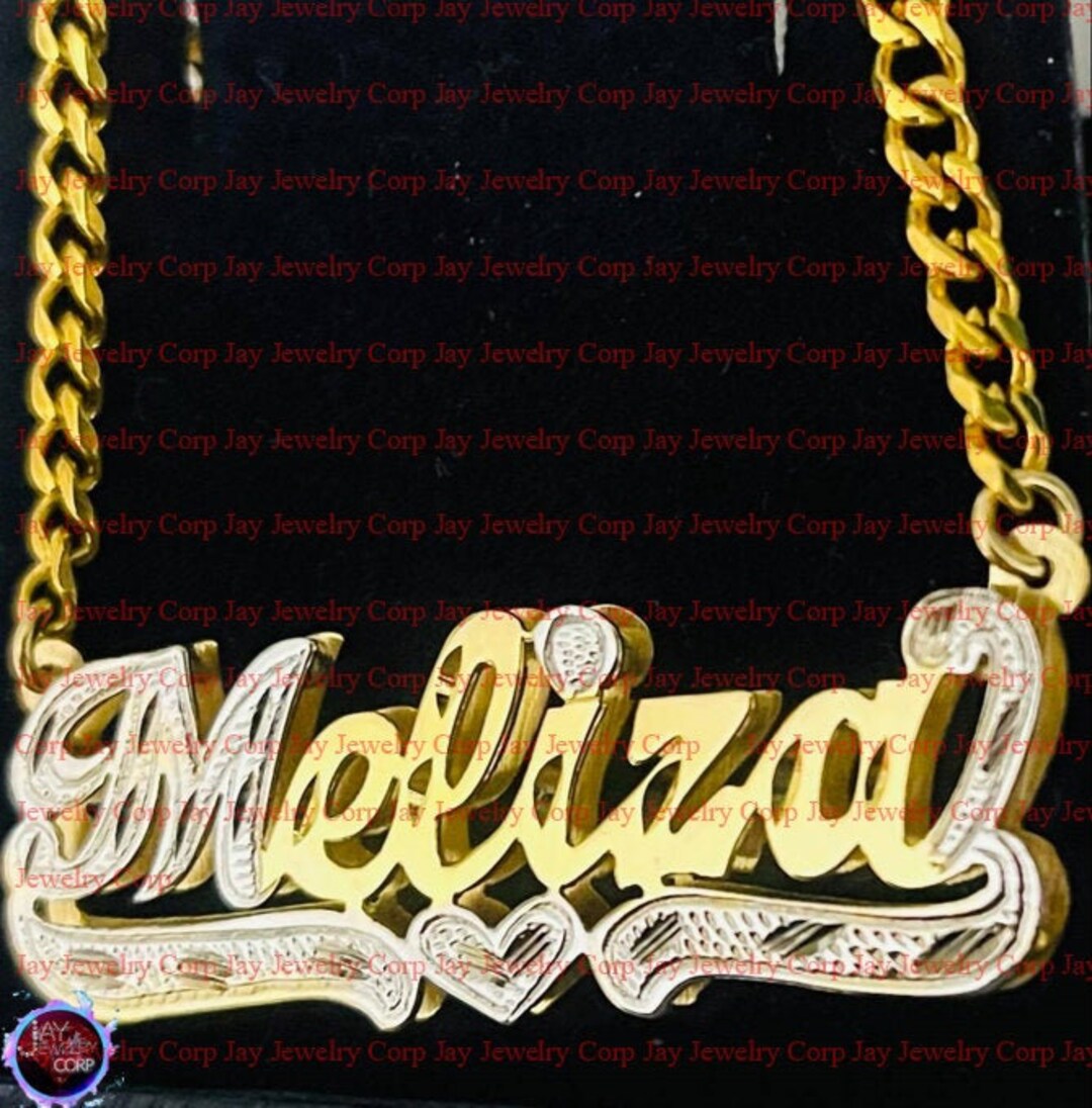 Two Tones Double Name Plate With 14kt Gold Plated FREE CHAIN - Etsy