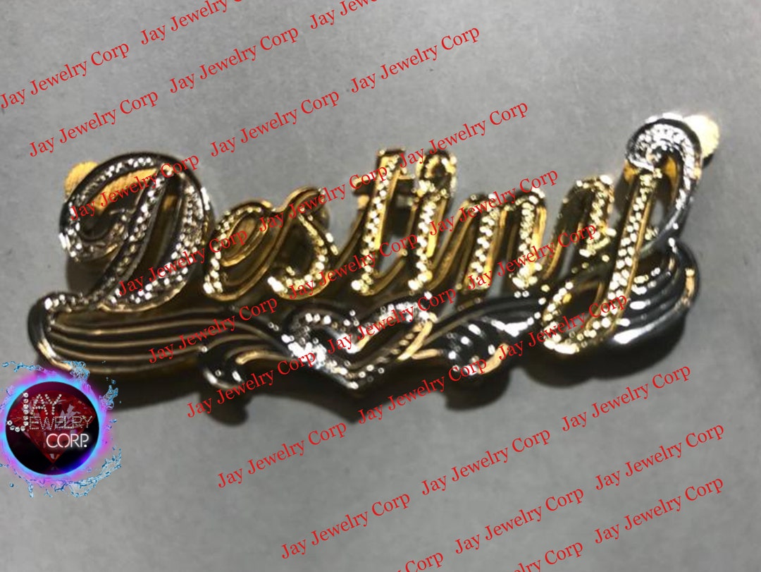 Two Tones Double Name Plate With 14kt Gold Plated FREE CHAIN - Etsy