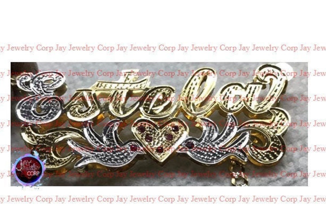 Double Name Plate With All Diamond Cuts and 14kt Gold Plated FREE CHAIN ...