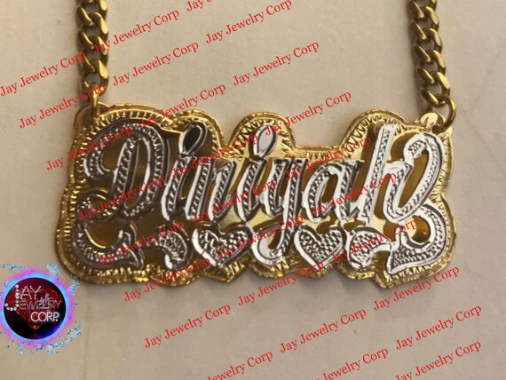 discount wholesale Two - Tones Double Name plate with 14kt gold plated ...