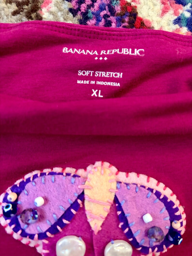 Embroidered Moth Magenta Top - Etsy