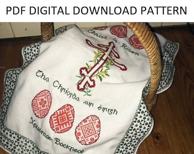 Pascha Basket Cover PDF Cross Stitch Pattern Multilingual Golden Wattle ...