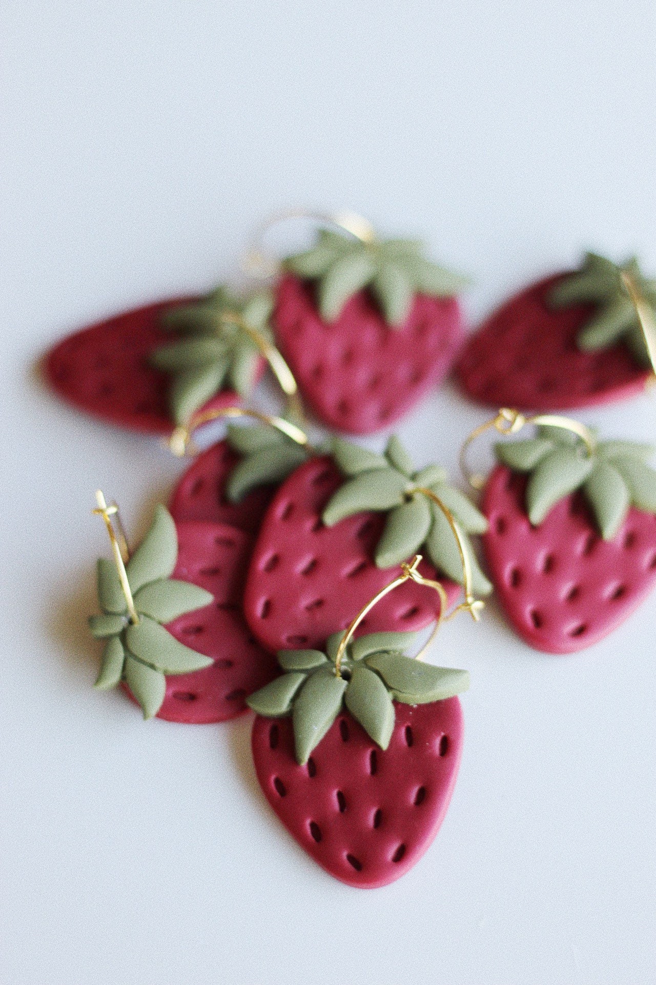Strawberries Polymer Clay Earrings - Etsy