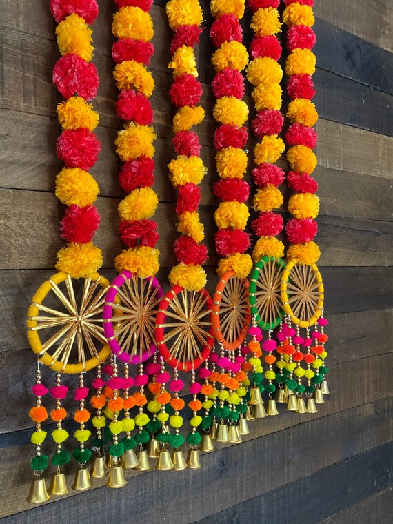 2 Strings-artificial Marigold Strings With Circle Pom Pom - Etsy