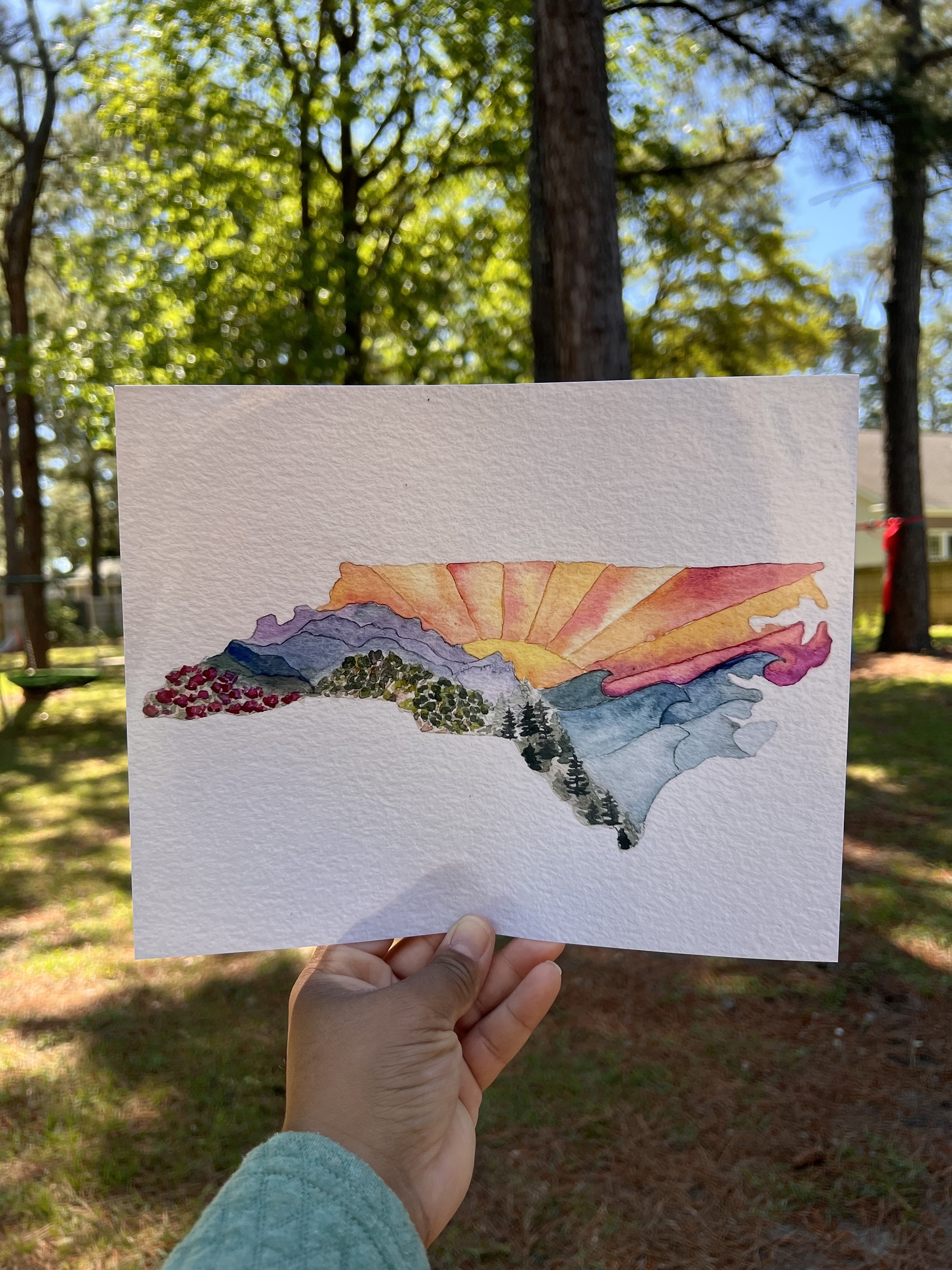 North Carolina Landscape Watercolor Print - Etsy