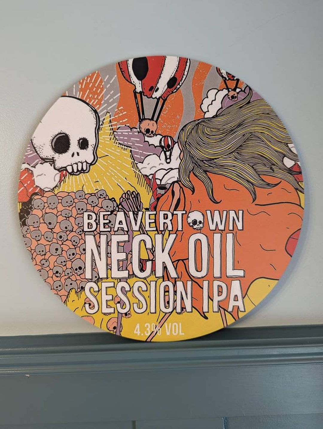 Beavertown Neck Oil Sign Wood Bar Vintage Man Cave Wall Wooden Circle ...