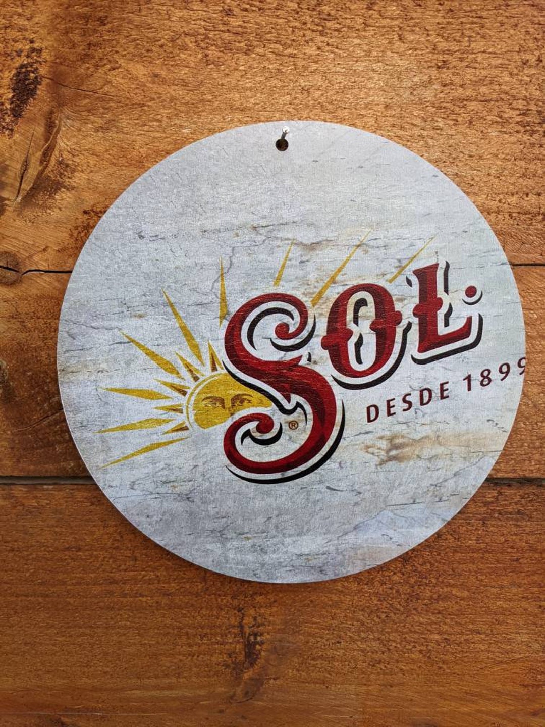 Sol Beer Wood Bar Signs Pub Man Cave Wall Sign Wooden Circle Plaques 19 ...