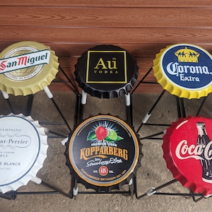 Bar Stool Man Cave Bar Stool Home Bar Bottle Top Cap Custom Design ...