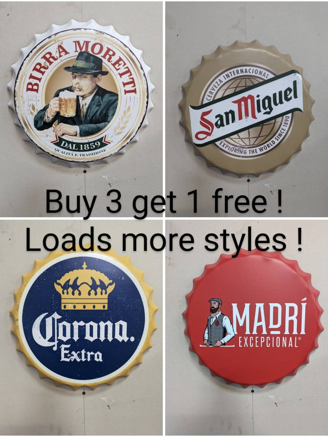Beer Bottle Top Large 35cm Bar Signs Pub Man Cave Wall Sign Metal ...