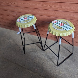 Bar Stool Man Cave Bar Stool Home Bar Bottle Top Cap Custom Design ...