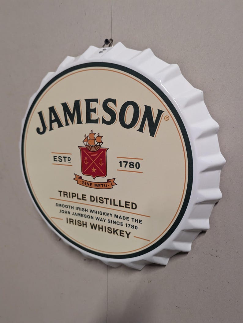 Jameson Irish Whiskey Bottle Cap Bar Sign - 35cm Man Cave Decor - Etsy UK