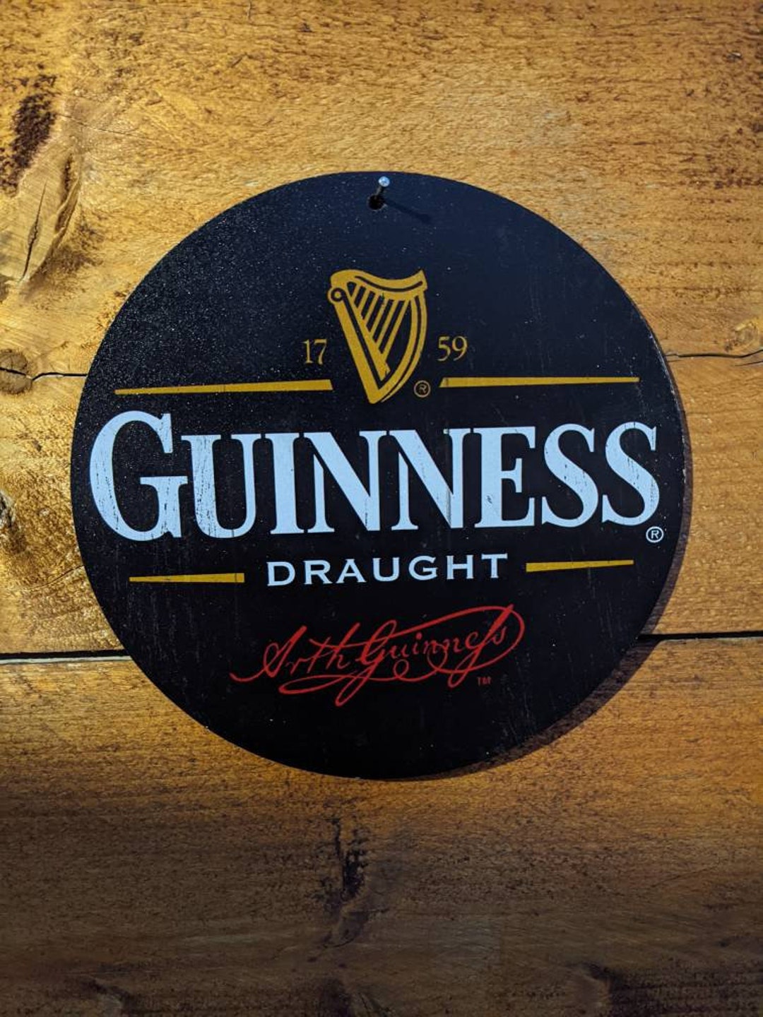 Guinness Wood Bar Signs Pub Man Cave Wall Sign Wooden Circle Plaques 19 ...