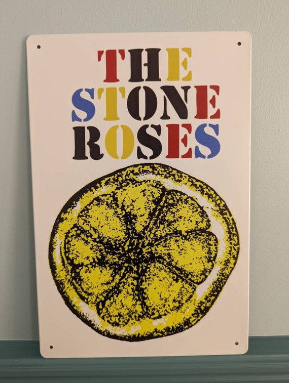 The Stone Roses Logo Stone Roses Lemon Glossy Sticker Ómra Creative