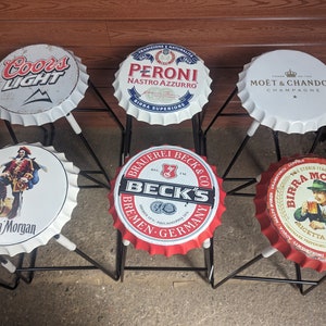 Bar Stool Man Cave Bar Stool Home Bar Bottle Top Cap Custom Design ...