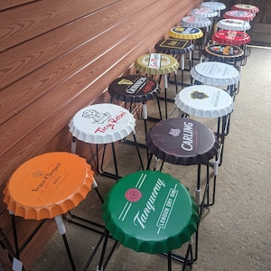 Bar Stool Man Cave Bar Stool Home Bar Bottle Top Cap Custom Design ...