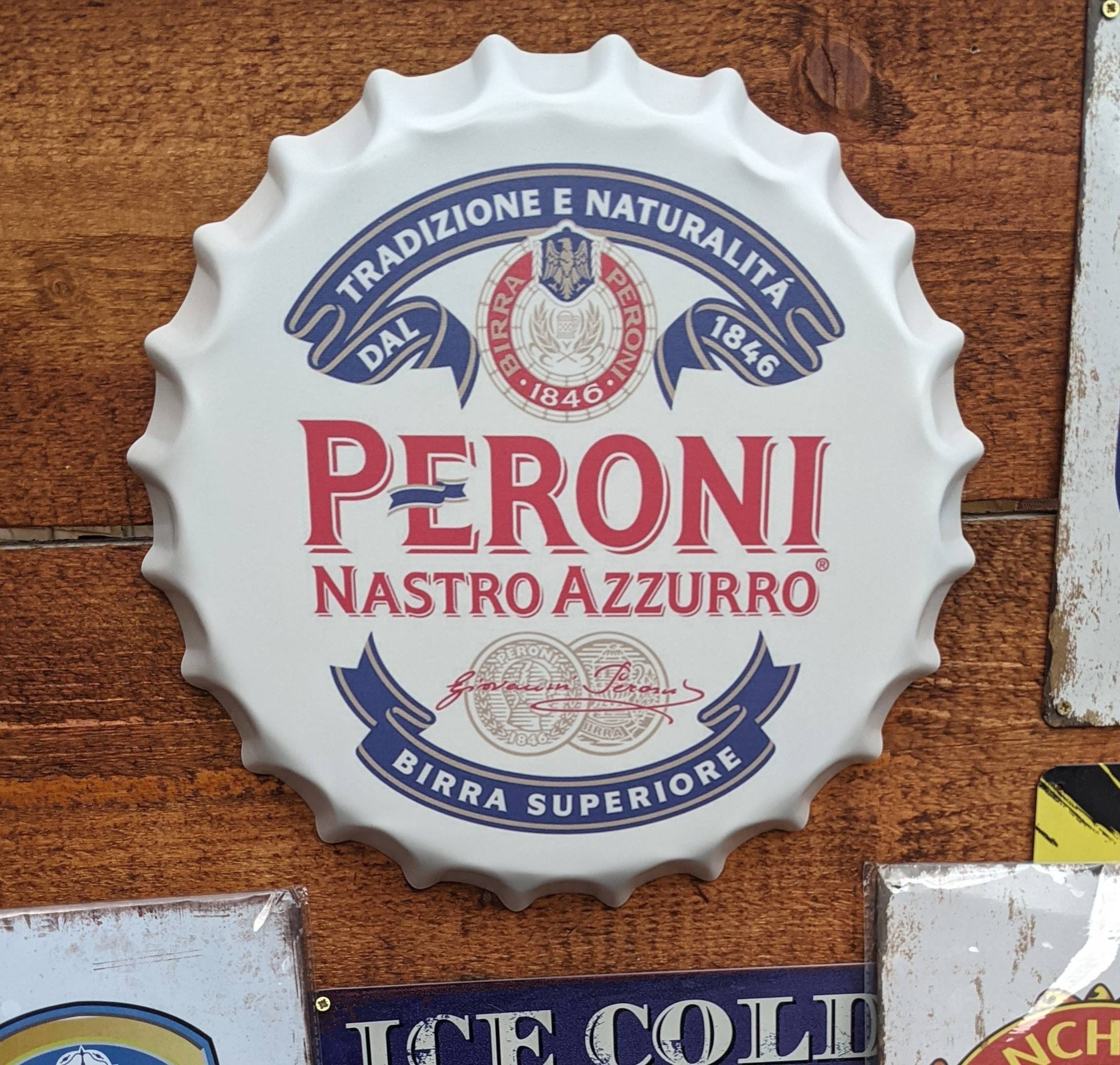 Peroni Metal Bottle Top Large 35cm Bar Signs Pub Man Cave Wall Sign ...