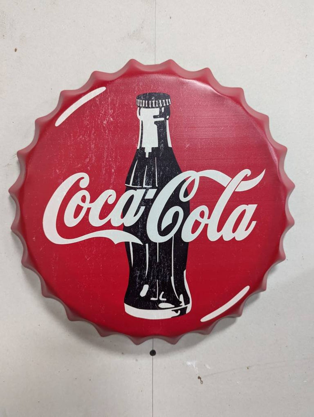 Coca Cola Metal Sign Bottle Top Large 35cm Bar Signs Pub Man Cave Wall ...