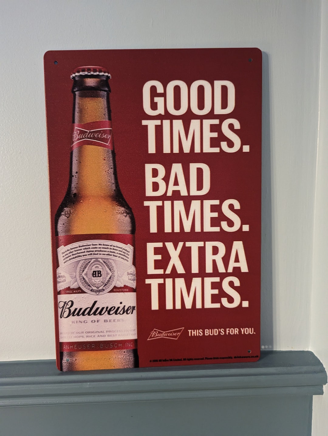 Budweiser A4 Metal Sign 20x30cm Man Cave Plaque Wall Art Gift - Etsy