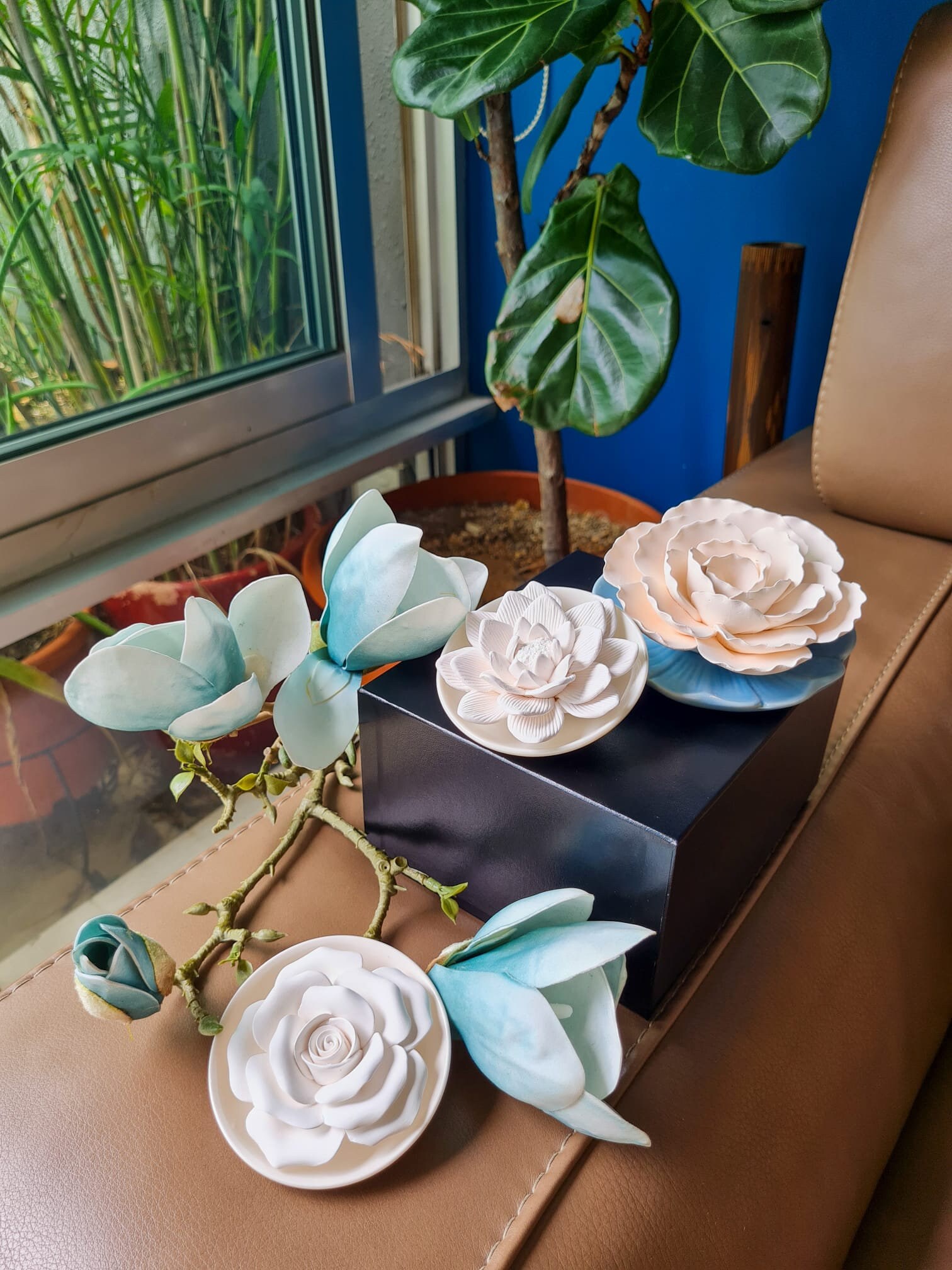 Big Peony Flower Ceramic Stone Diffuser Aromatherapy Essential Oil ...