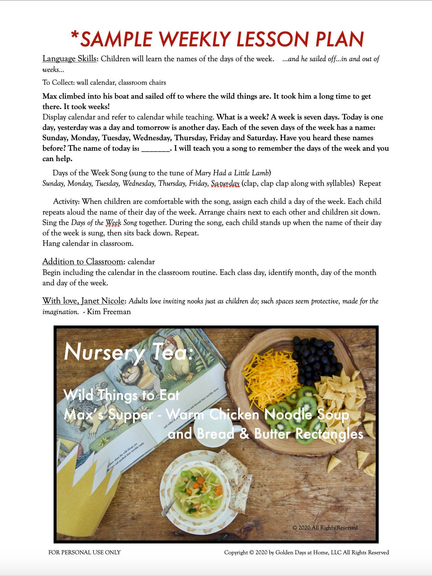 One Fine Day Preschool Lesson Plan Week 31: April/spring - Etsy