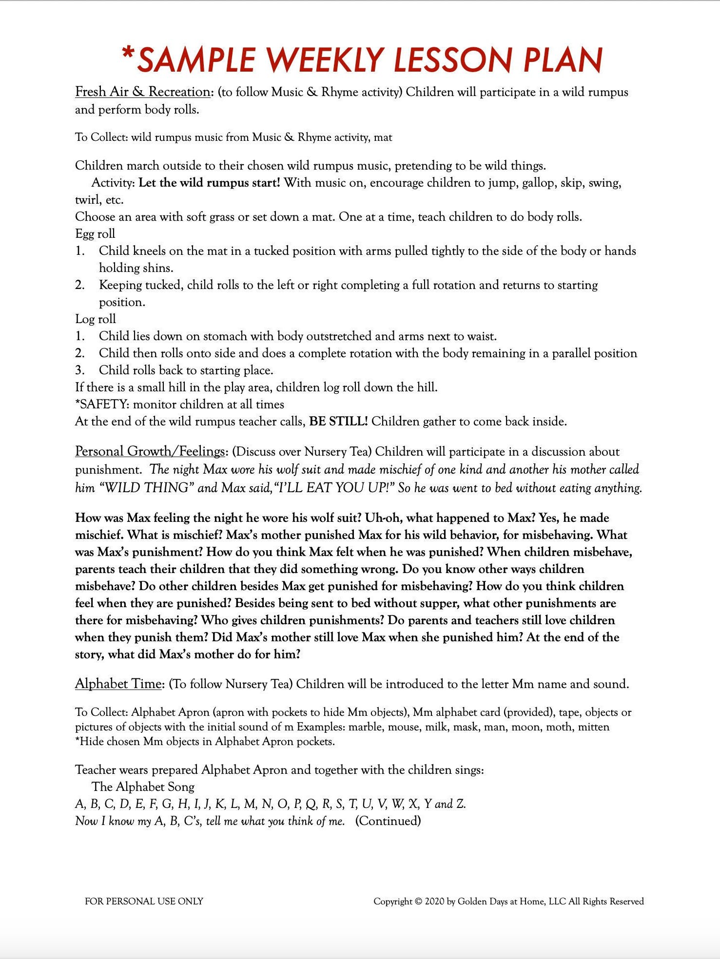 One Fine Day Preschool Lesson Plan Week 31: April/spring - Etsy