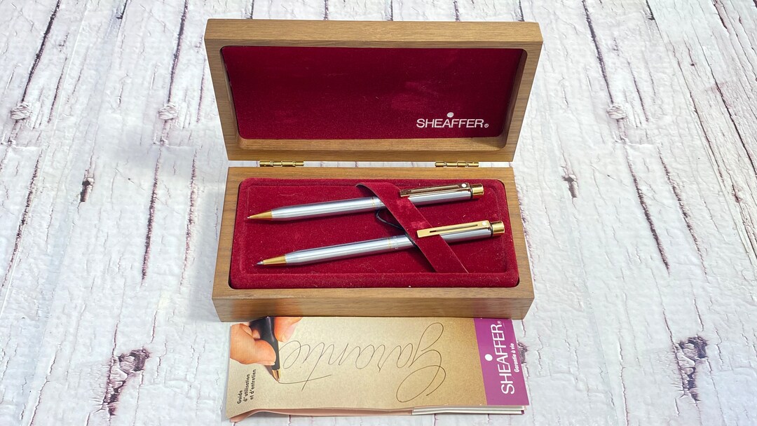 Vintage SHEAFFER Ball Point Pen and Mechanical Pencil Set in Case ...