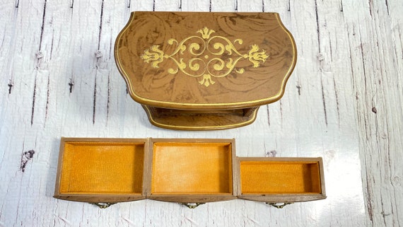 Vintage gunther mele 1970's wooden jewelry music box … - Gem