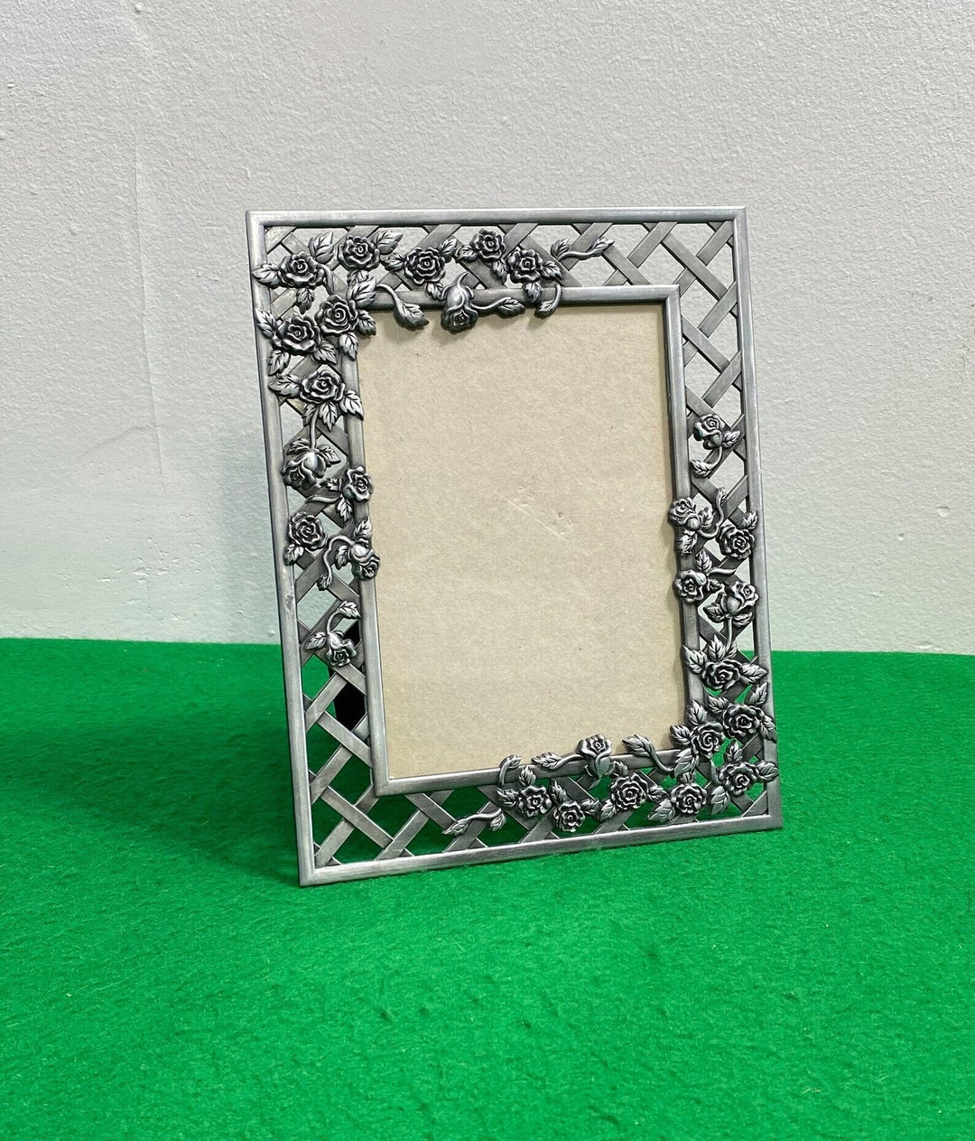 Vintage Rectangle Frame Mirror and Floral Metal Photo Frame Collection ...