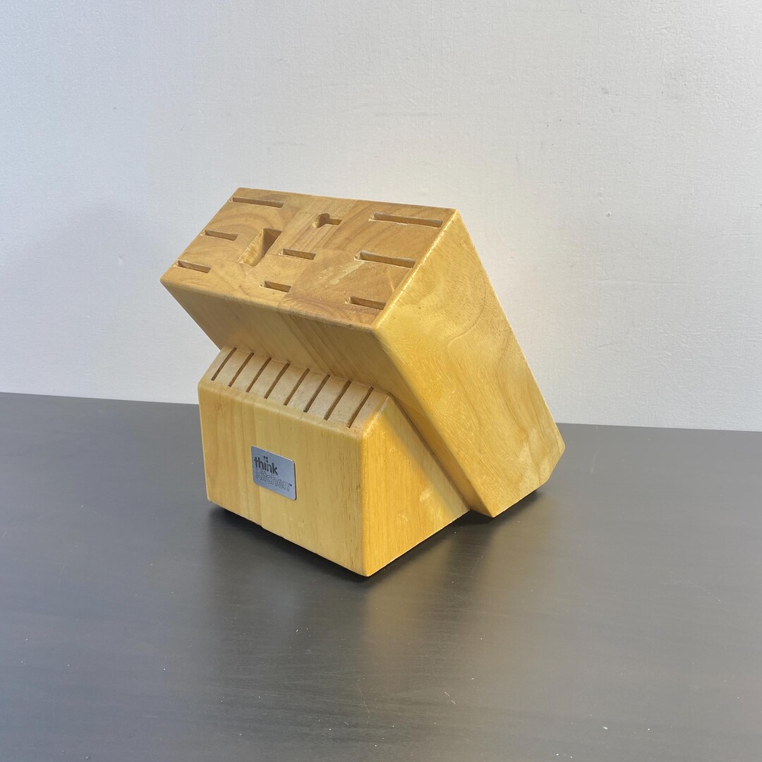 Vintage Think Kitchen Knife Block, Only 18 Slot Solid Wood, Steak Slots ...