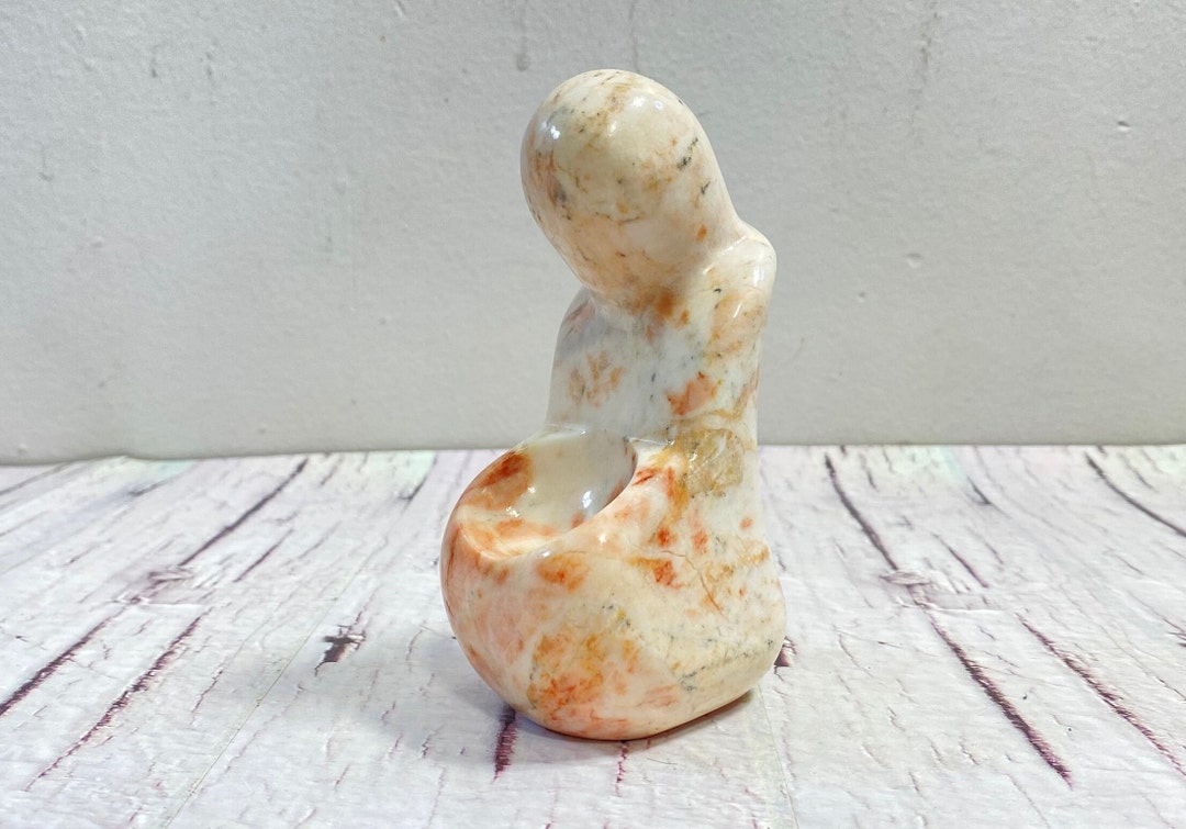 Vintage Alabaster or Onyx Figure, Jewelry Holder, Decorative Sculpture ...