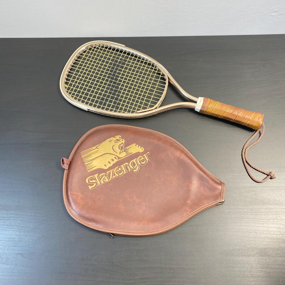 Vintage Metal Slazenger Tennis Racquet, Rover Taiwan, Leather Original ...