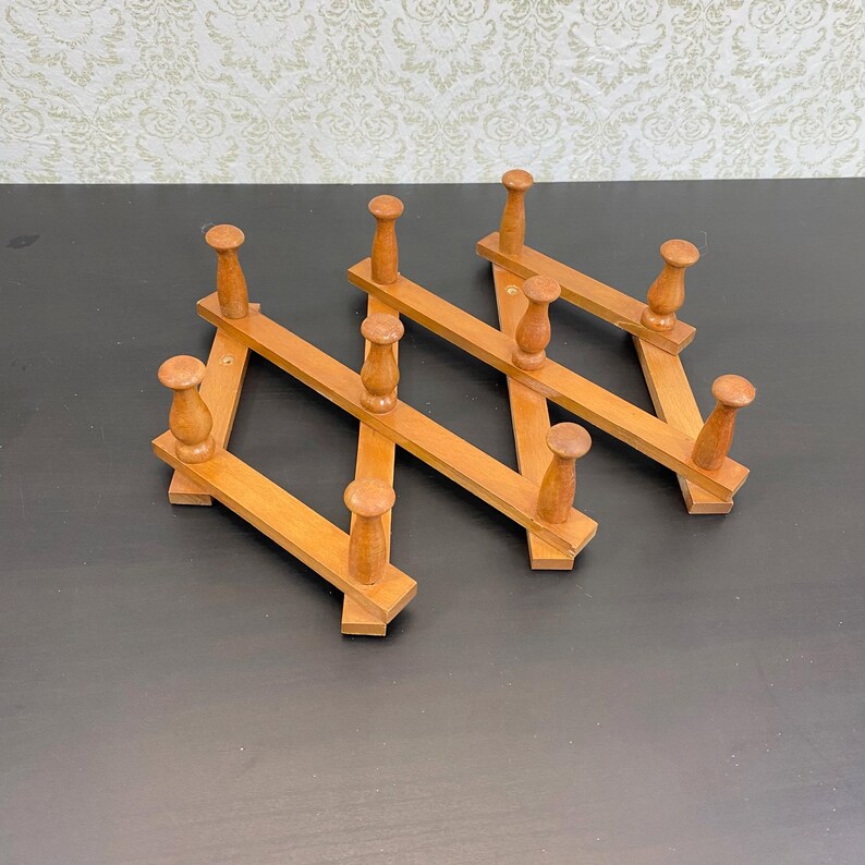 Wooden Expandable Coat Rack, Accordion Hanger, Brown Towel Hooks, Wall ...
