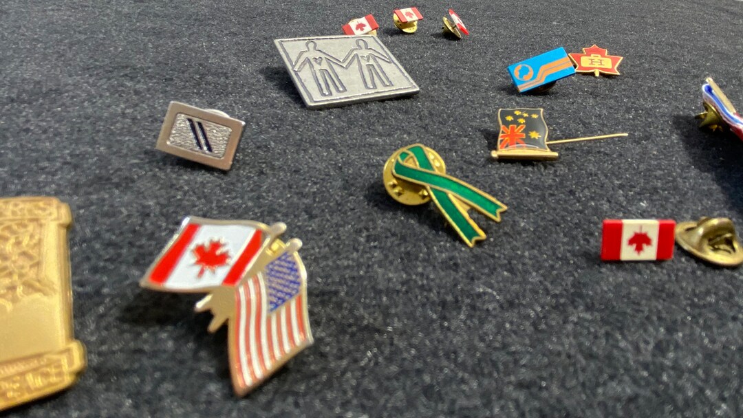 Vintage 13 Pins in the Shape of the Flag of Canada and America and ...