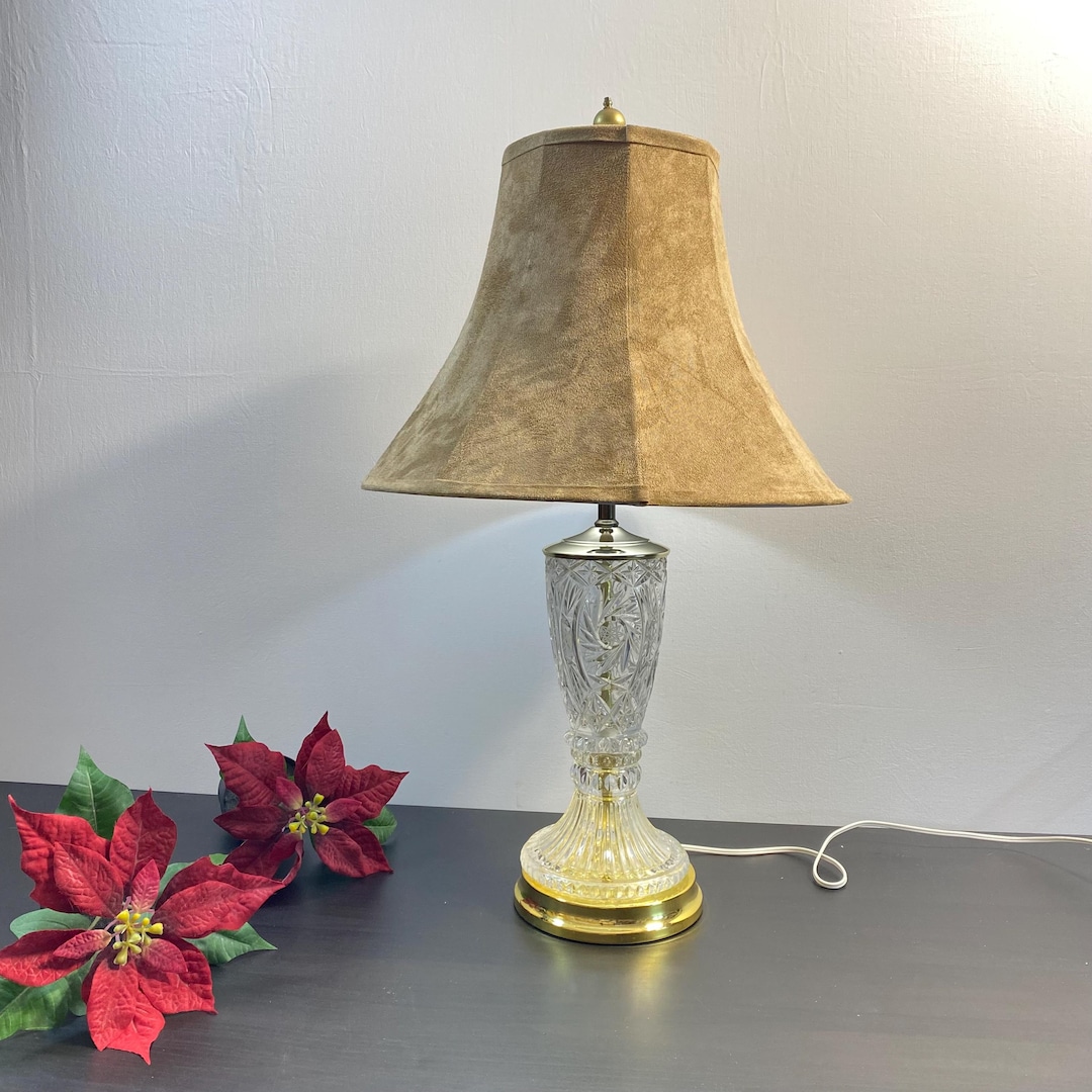 Vintage Tall Leviton Lead Crystal Table Lamp, Strong Brass Metal ...
