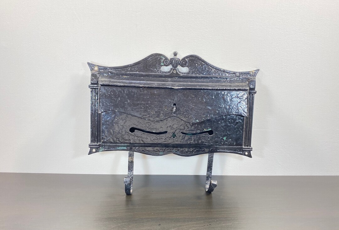 Vintage Silver Metal Mailbox, Wall Mounted Post, Letter Box, Antique ...