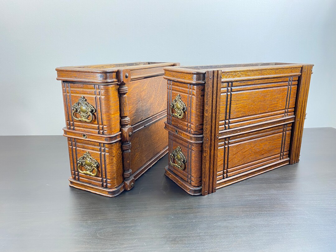 Vintage Wooden 2 Sewing Machine Drawers, Rustic Chest, Set of 1, Retro ...