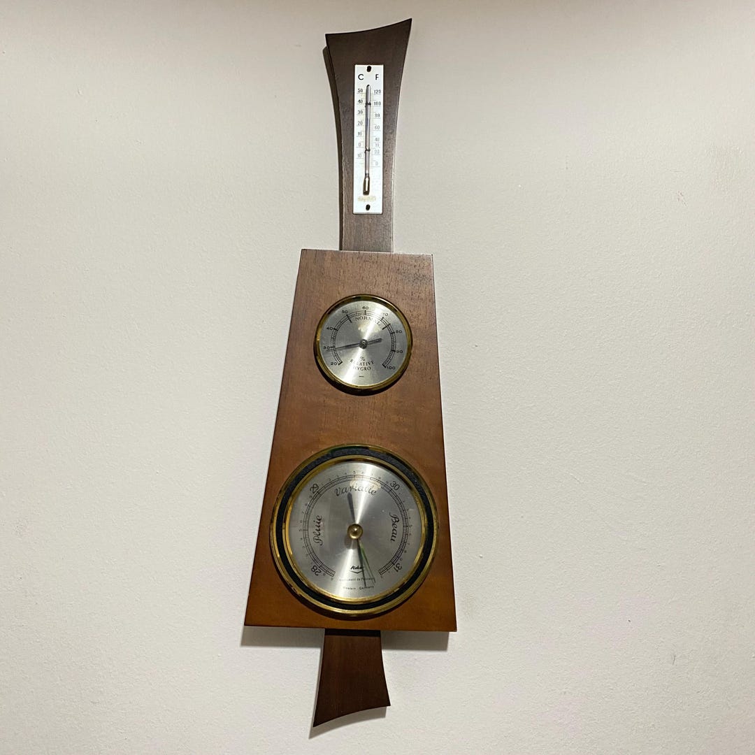 Vintage WEST GERMAN Clock Face Wall BAROMETER Hygrometer Made in ...