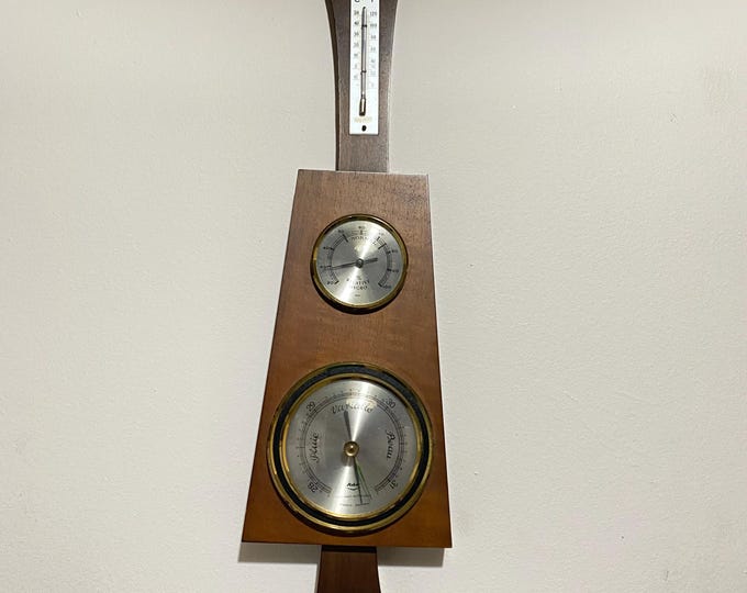 Vintage WEST GERMAN Clock Face Wall BAROMETER Hygrometer Made in ...