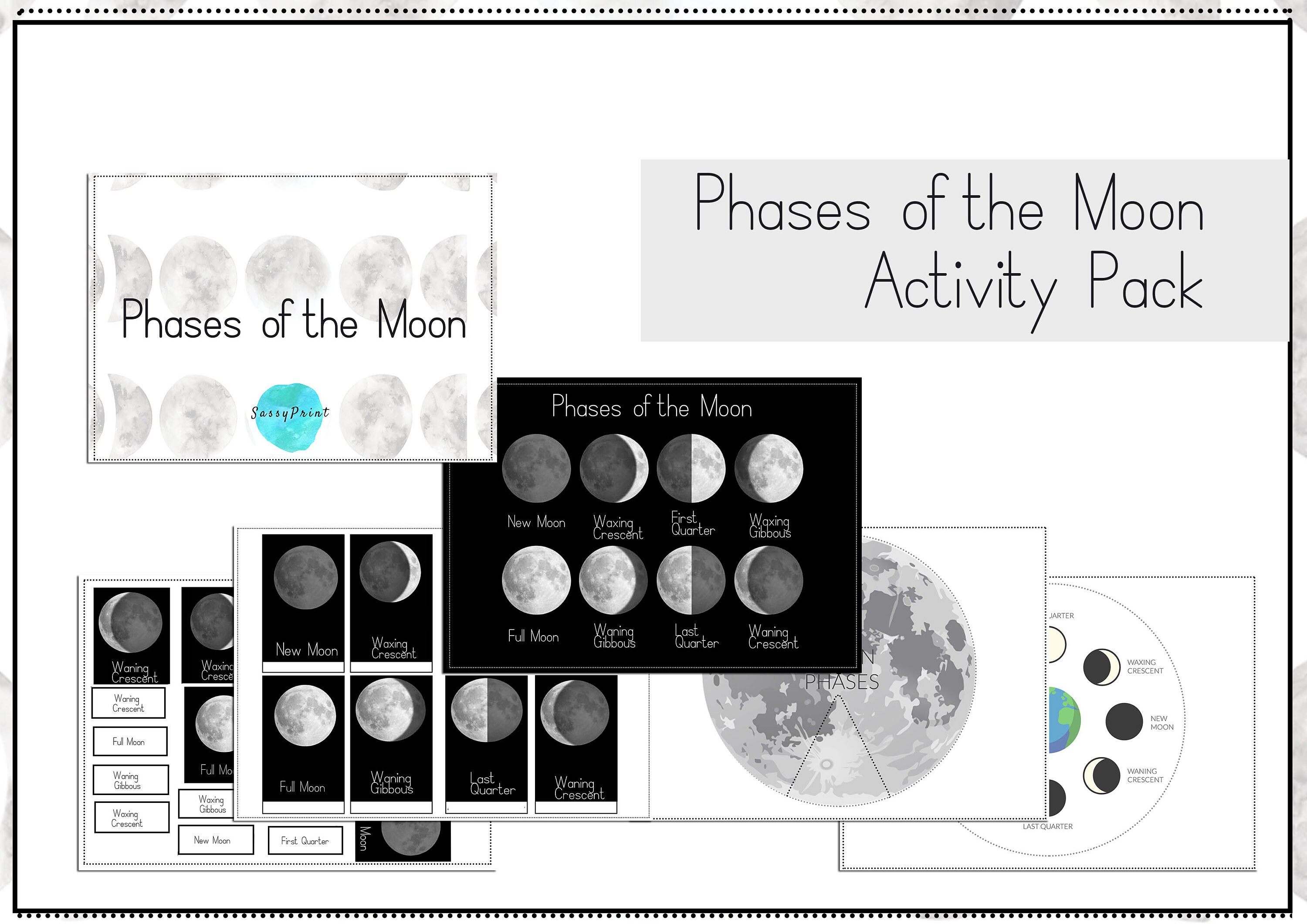 Phases of the Moon Printable Preschool Curriculum Homeschool Printable ...