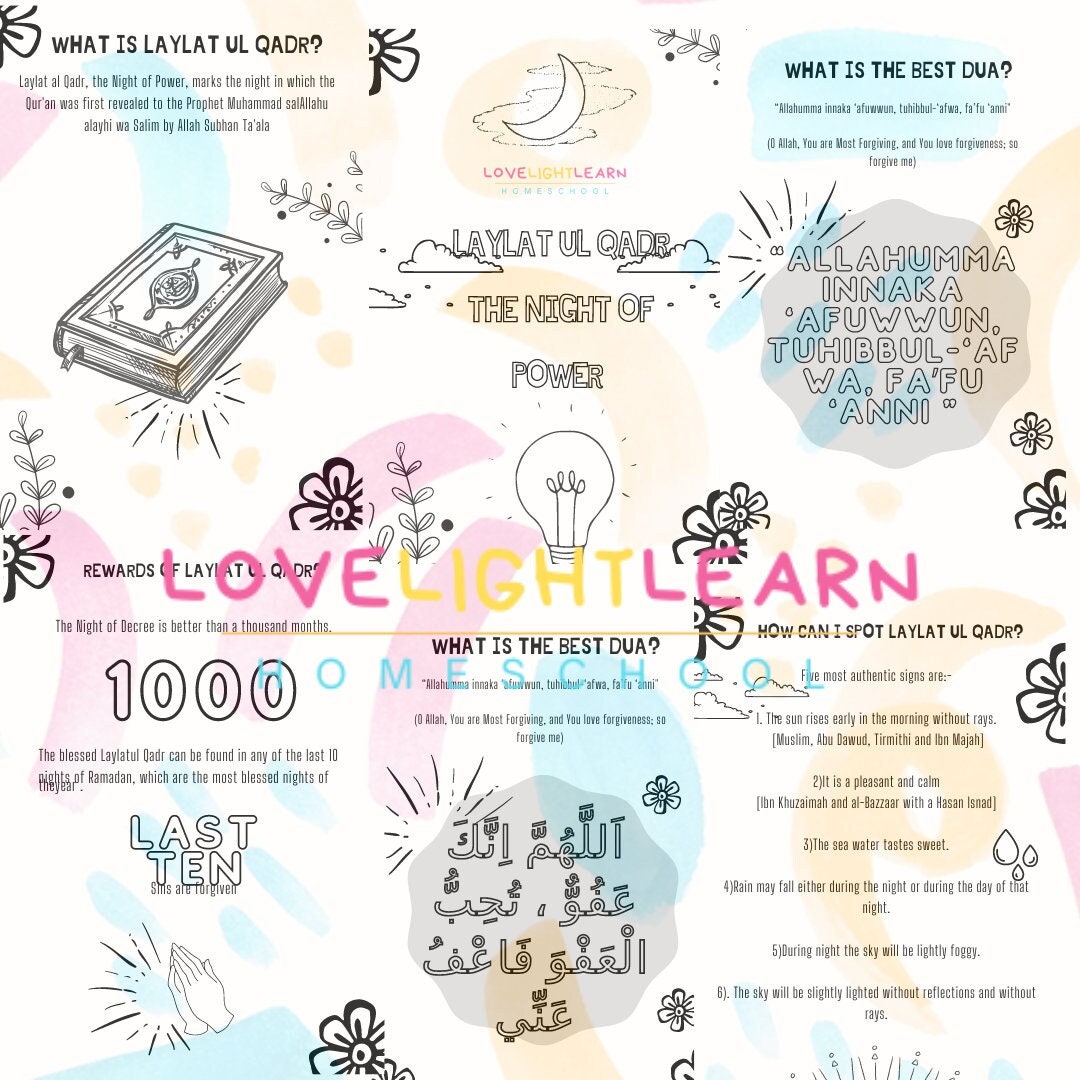 Laylatul Qadr Colouring Activity Pack | Dua | Preschool | Islam ...
