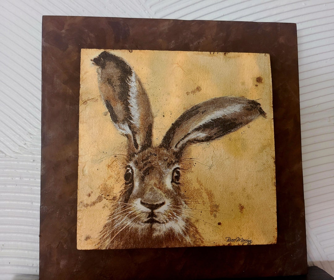 Brown Rabbit, Hare, Wood Wall Art or Shelf Sitter, All Occasion, Gift ...