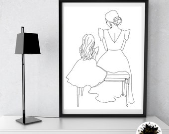 Mother Daughter Line Art - Etsy