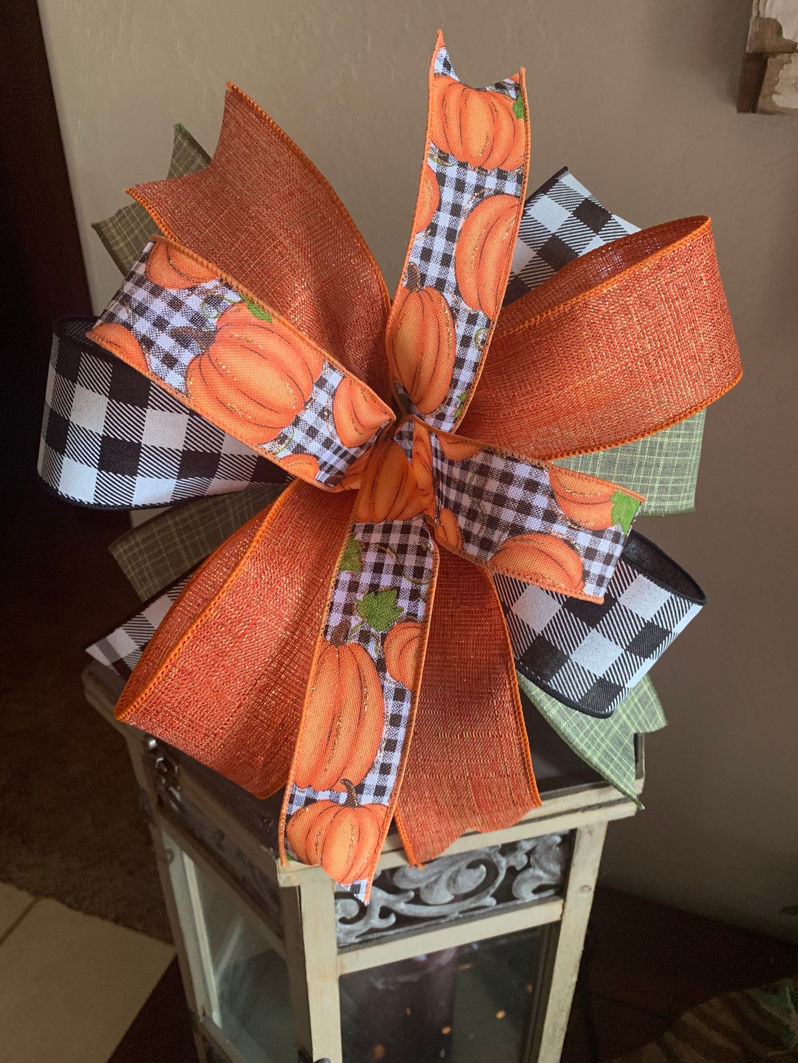 Fall wreath bow Fall pumpkin bow fall bow for wreath | Etsy