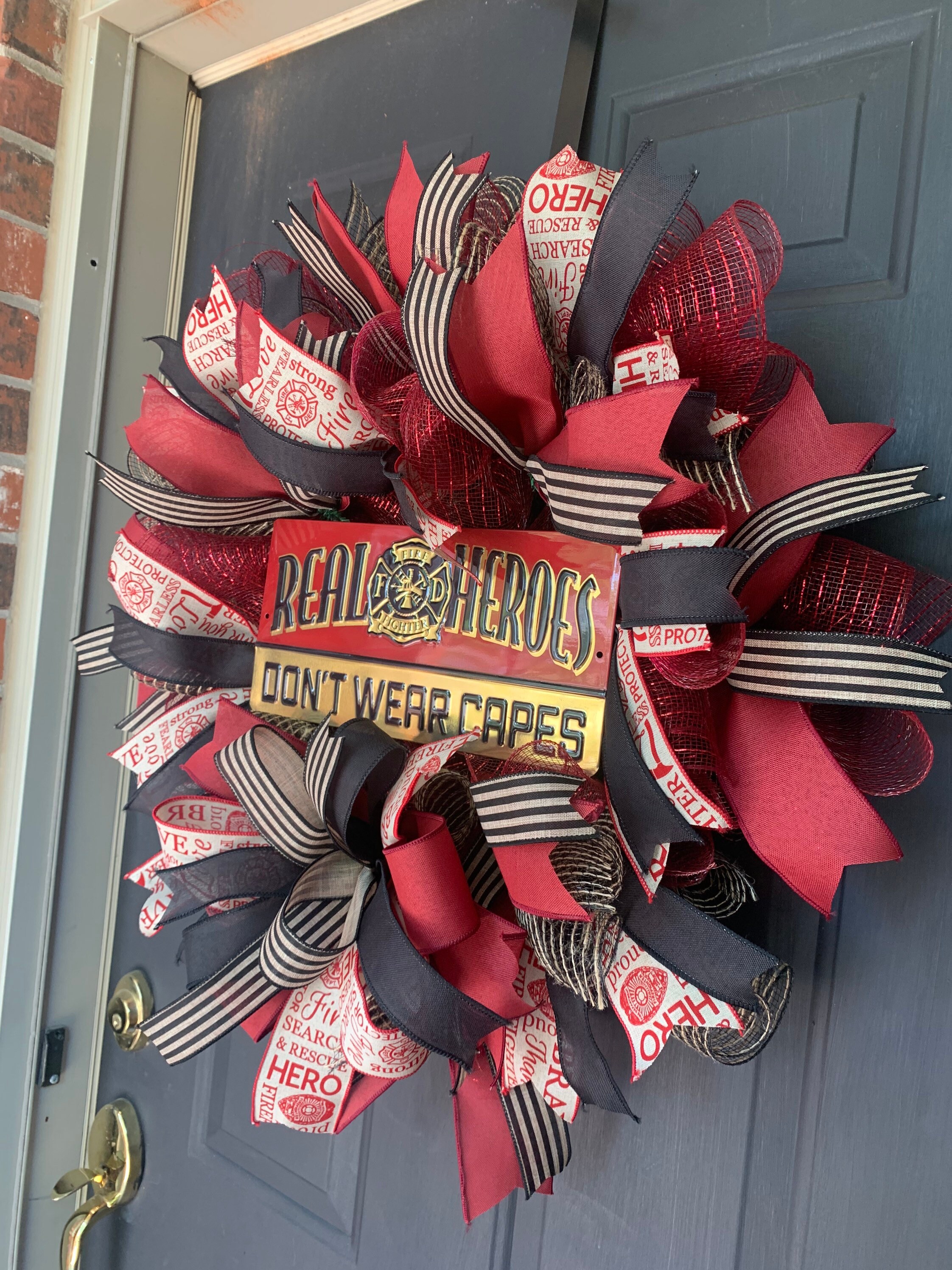 Fireman Wreath, Wreath for Front Door, First Responder Wreath ...