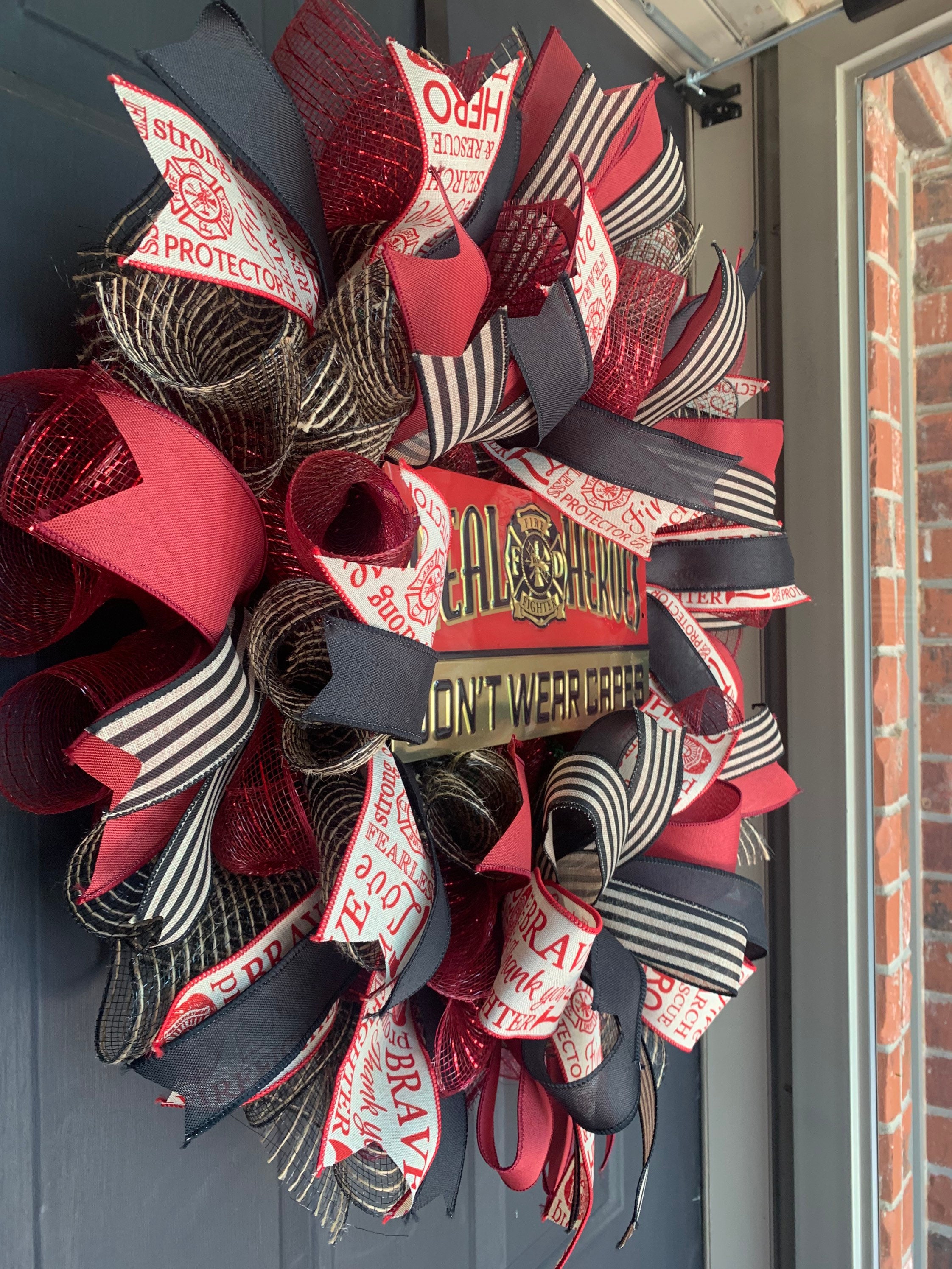 Fireman Wreath, Wreath for Front Door, First Responder Wreath ...