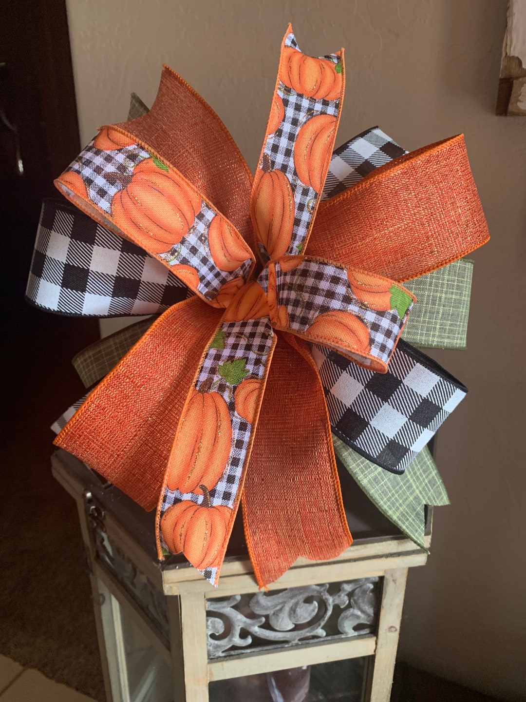 Fall Wreath Bow, Fall Pumpkin Bow, Fall Bow for Wreath, Decorative Bow ...
