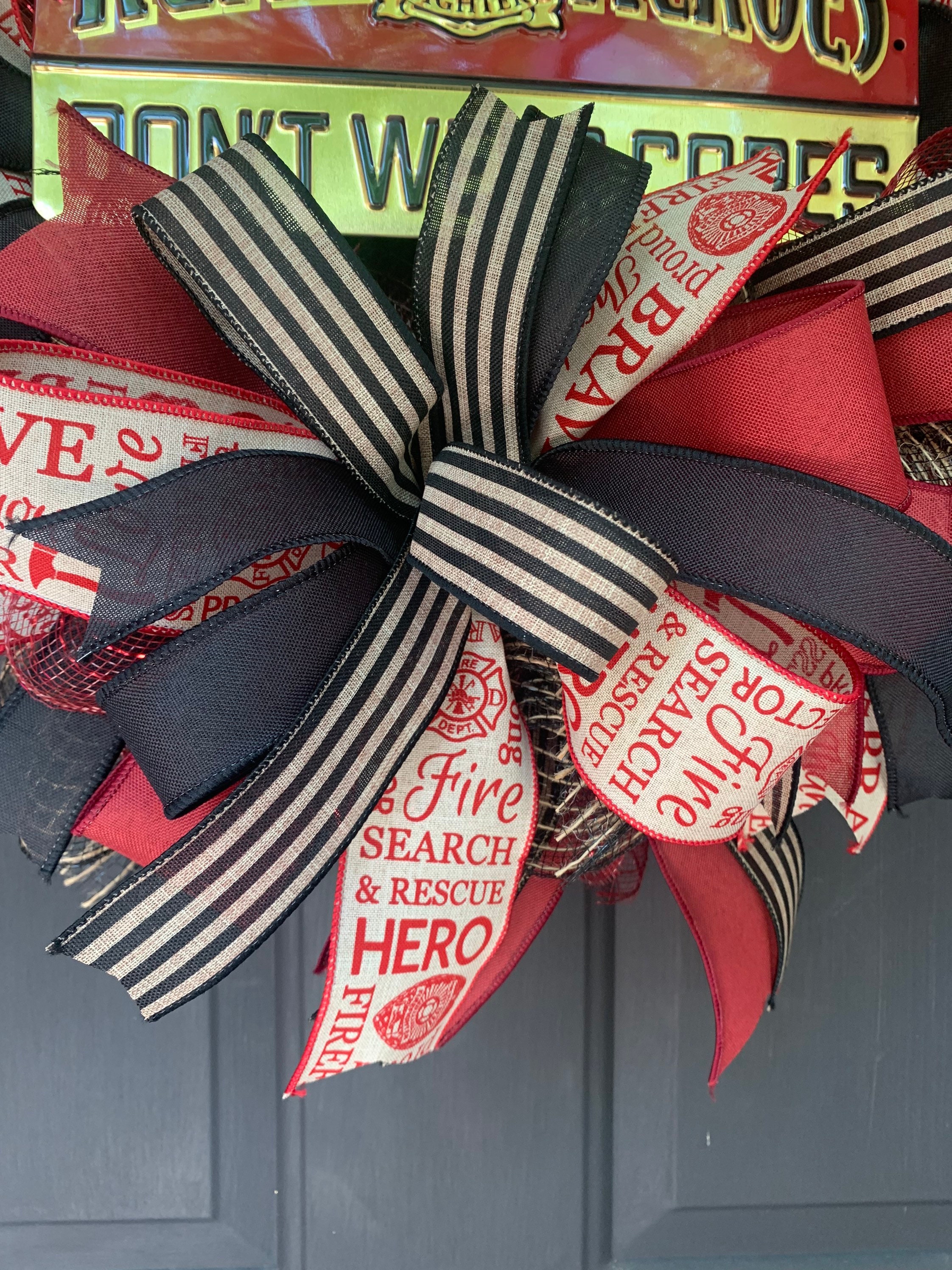 Fireman Wreath, Wreath for Front Door, First Responder Wreath ...
