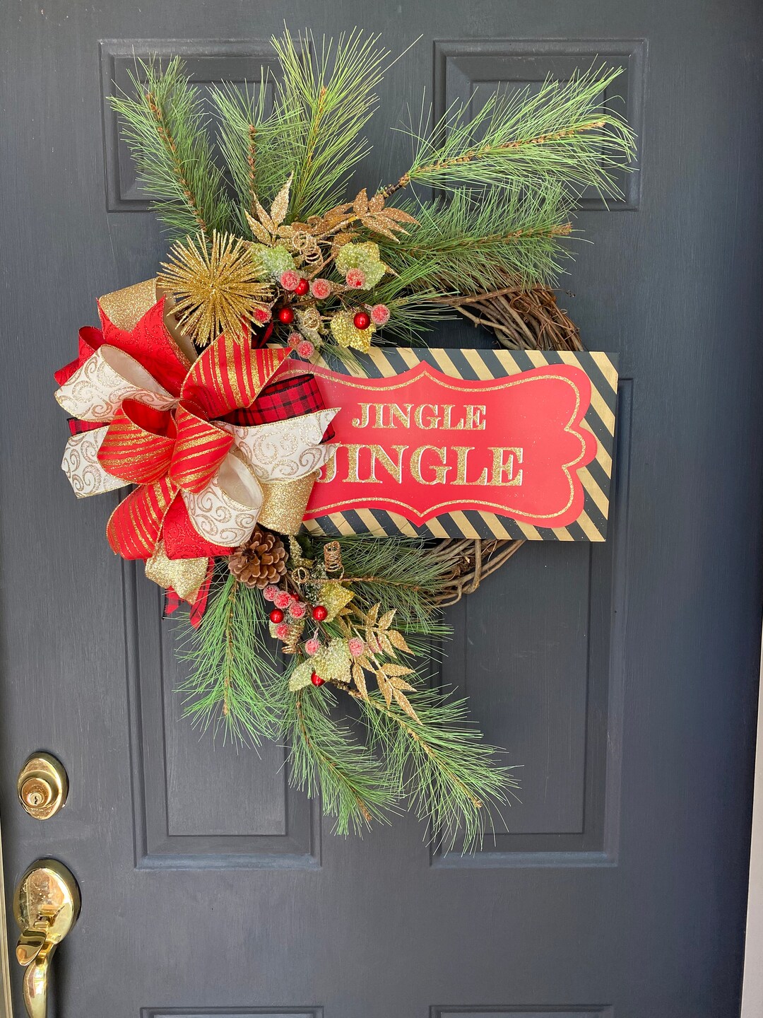 Jingle Bell Wreath, Christmas Wreath, Christmas Decor, Holiday Wreaths ...